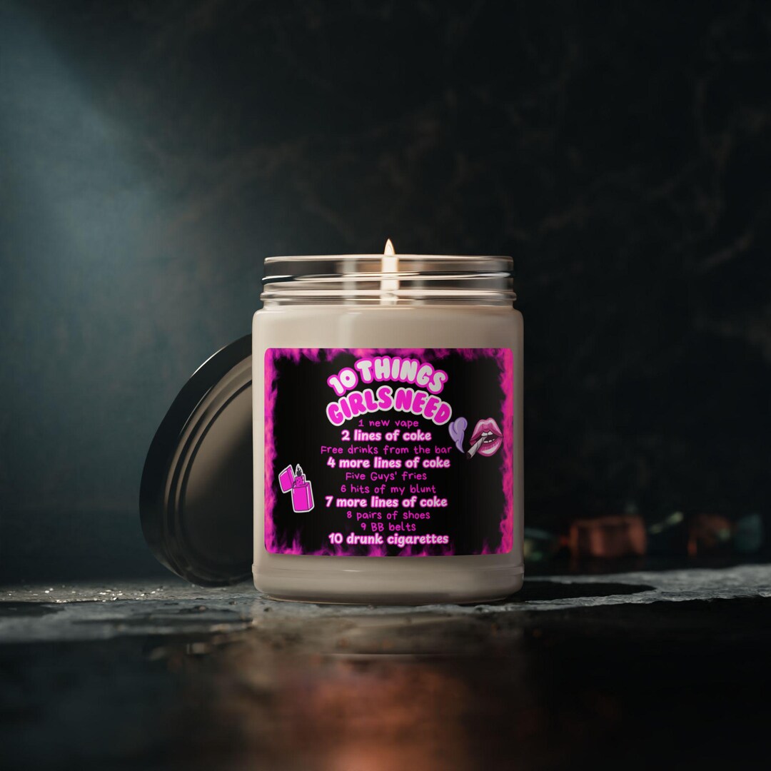 10 Drunk Cigarettes Scented Soy Candle 9oz Jar With Pink Bubble Letter ...