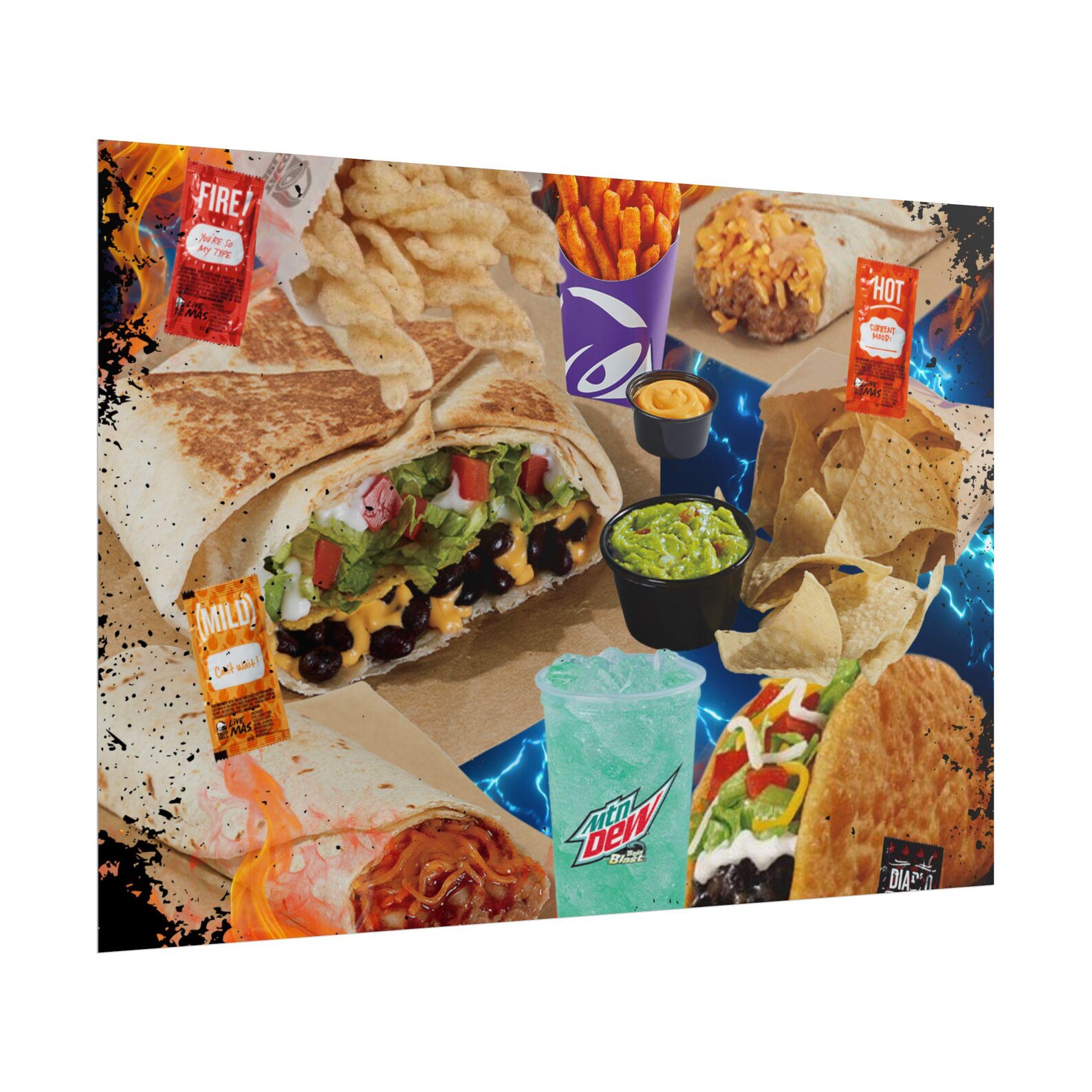 Taco Bell Art Poster - Retro Bootleg Design Print- Semi-gloss, or Matte ...