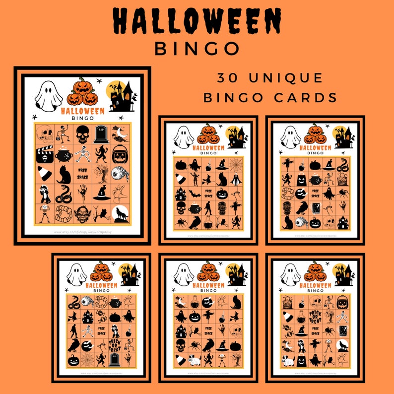 Halloween Bingo! 30 Bingo Cards- Halloween Activity for Spooky & Cute ...