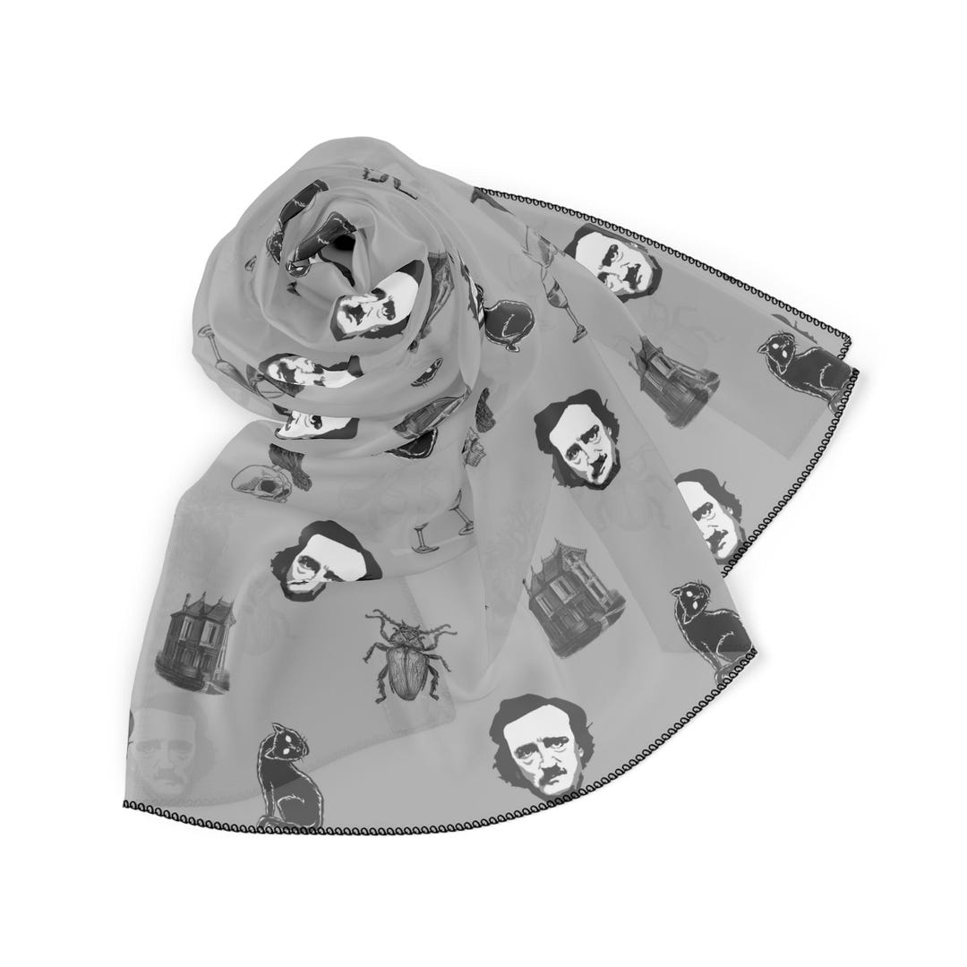 Edgar Allan Poe Iconic Stories Poly Scarf | Gothic Literary Accessory ...