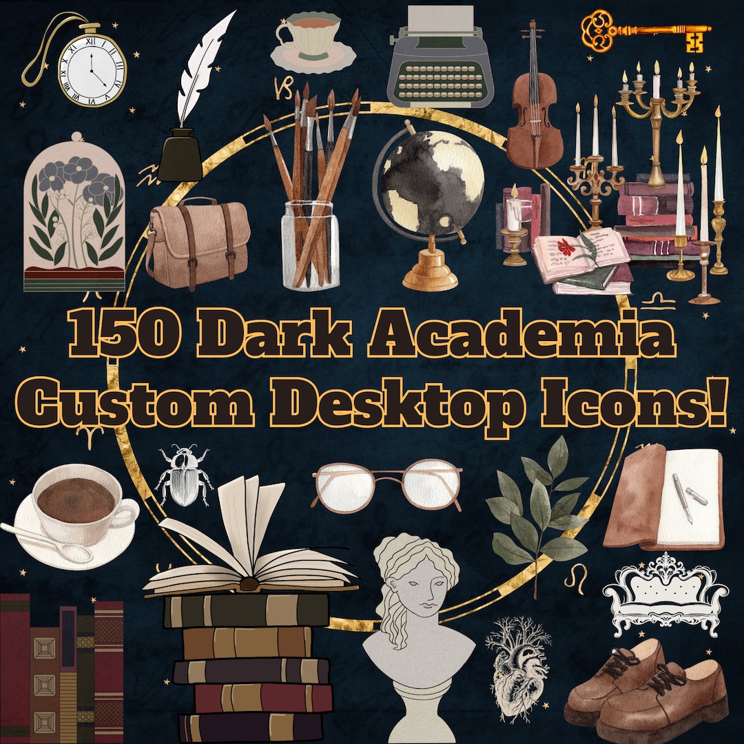 150 Dark Academia Aesthetic Themed Desktop Folder Icons for Mac and ...