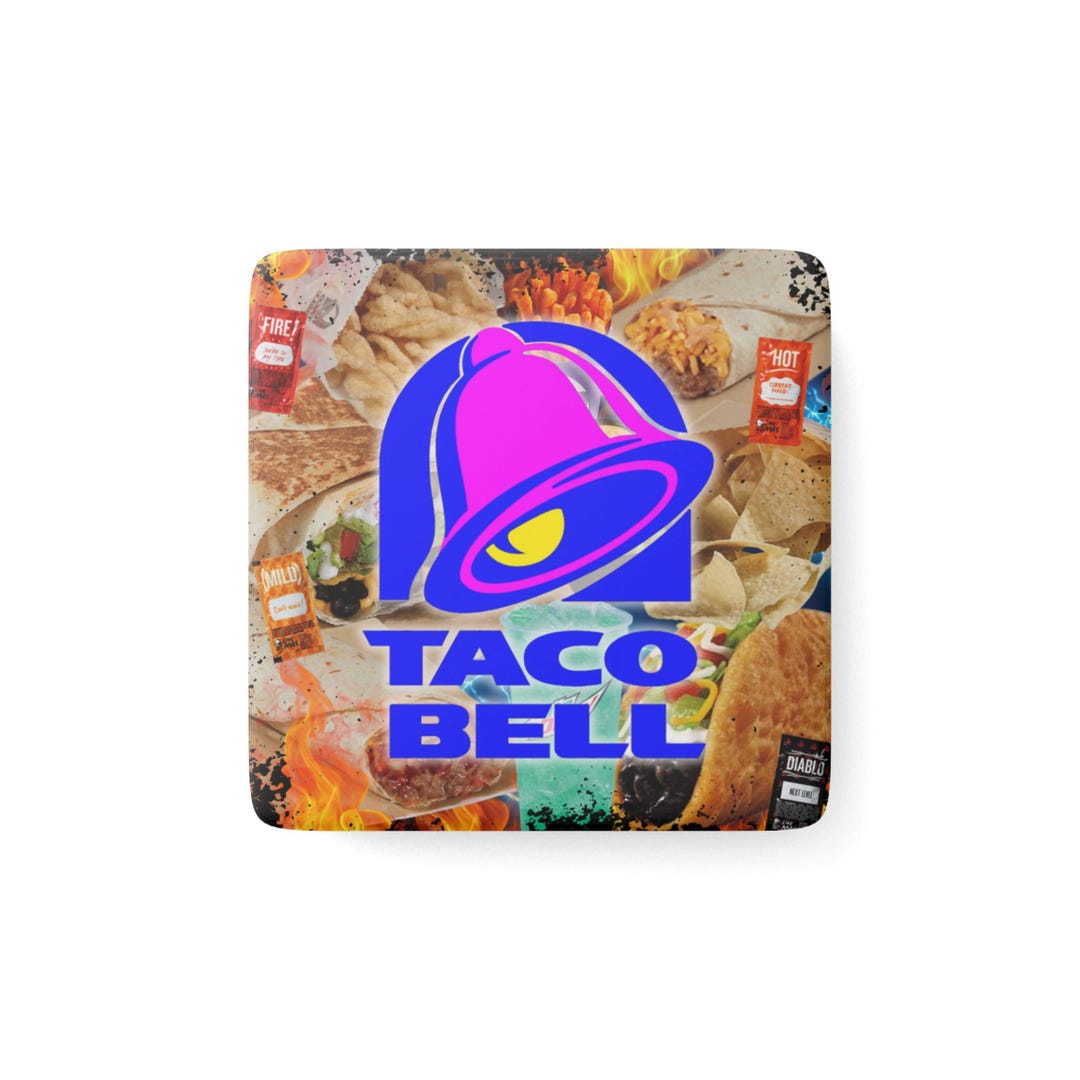 Taco Bell Magnet Logo, Retro Bootleg Design - Square Porcelain ...