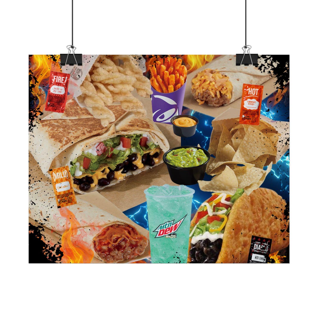 Taco Bell Art Poster - Retro Bootleg Design Print- Semi-gloss, or Matte ...