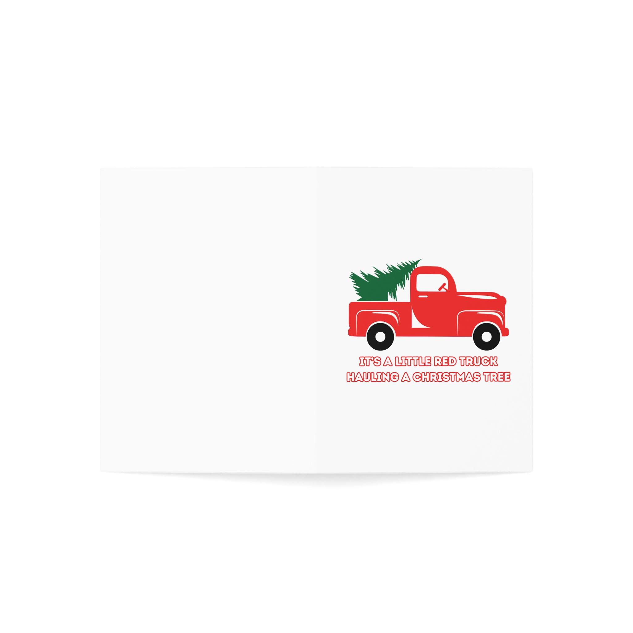 Little Red Truck Hauling a Christmas Tree Greeting Cards | Festive ...