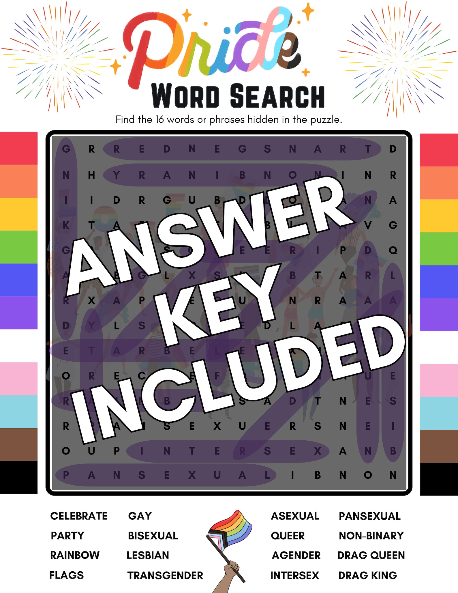 Pride Word Search Puzzle - Instant Digital Download, Printable Party ...