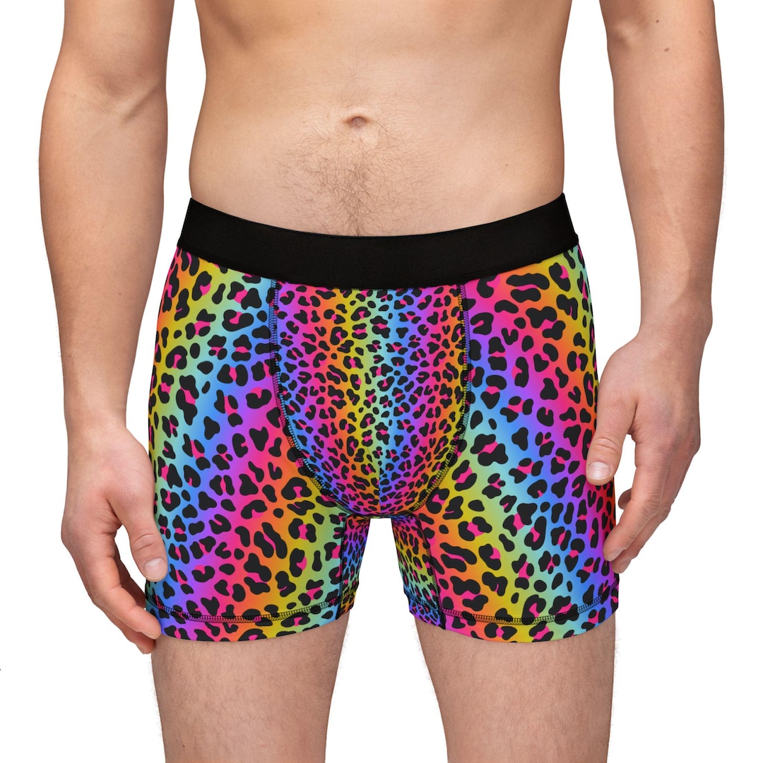 Rainbow Cheetah Print Men's Boxers - Retro Lisa Frank Inspired, Comfy ...