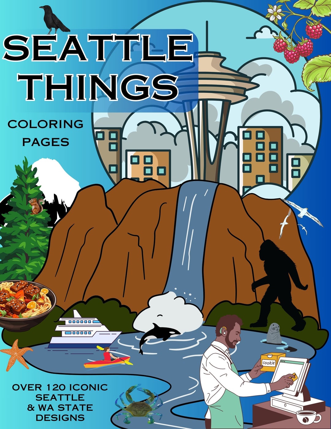 Seattle Things Digital Coloring Pages, Over 120 Designs of Iconic ...