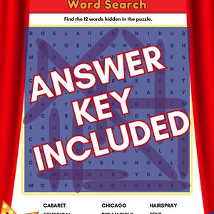 Broadway Show Word Search Puzzle - Instant Digital Download, Printable ...