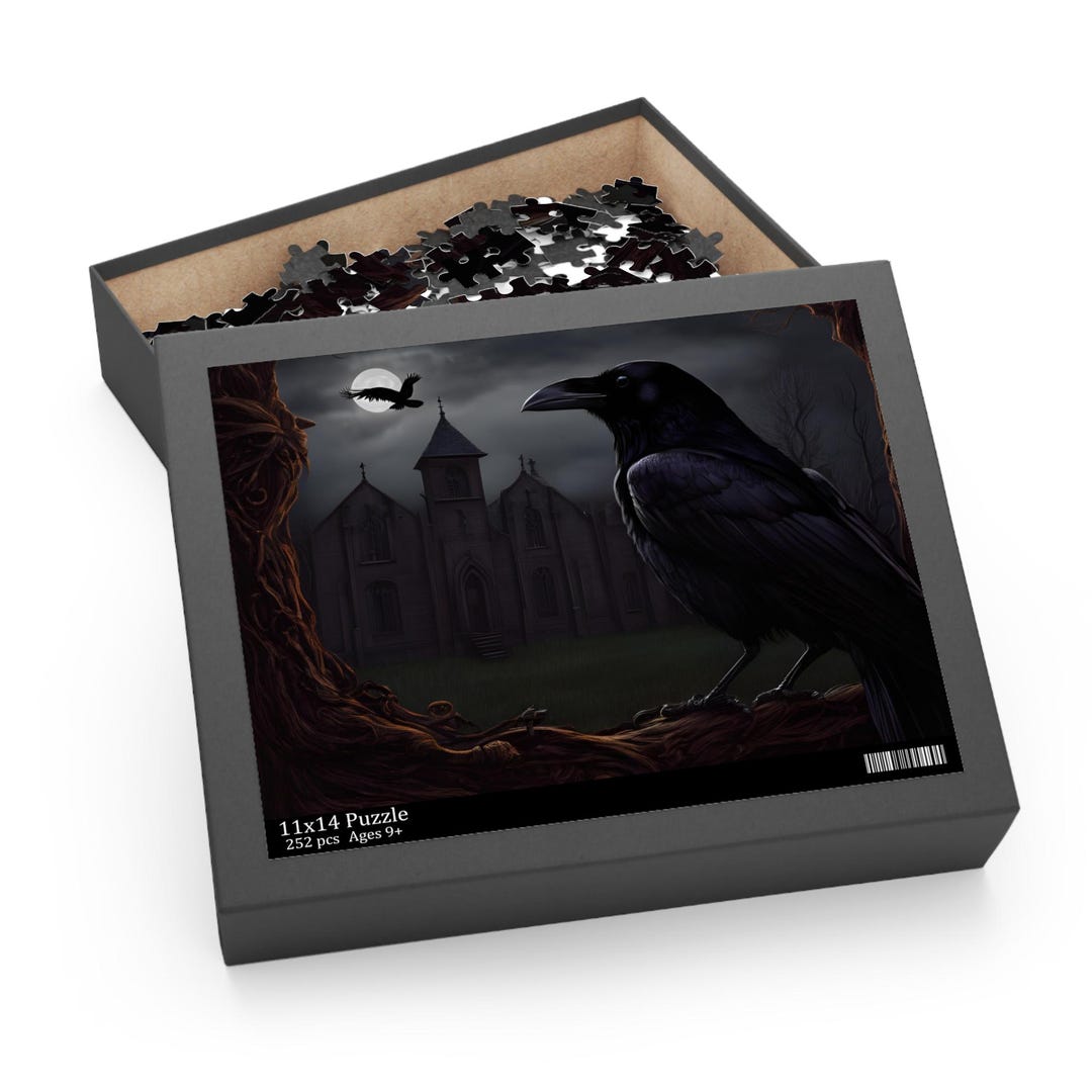 Spooky Halloween Raven Puzzle - 120, 252, or 500 Piece Jigsaw, Creepy ...