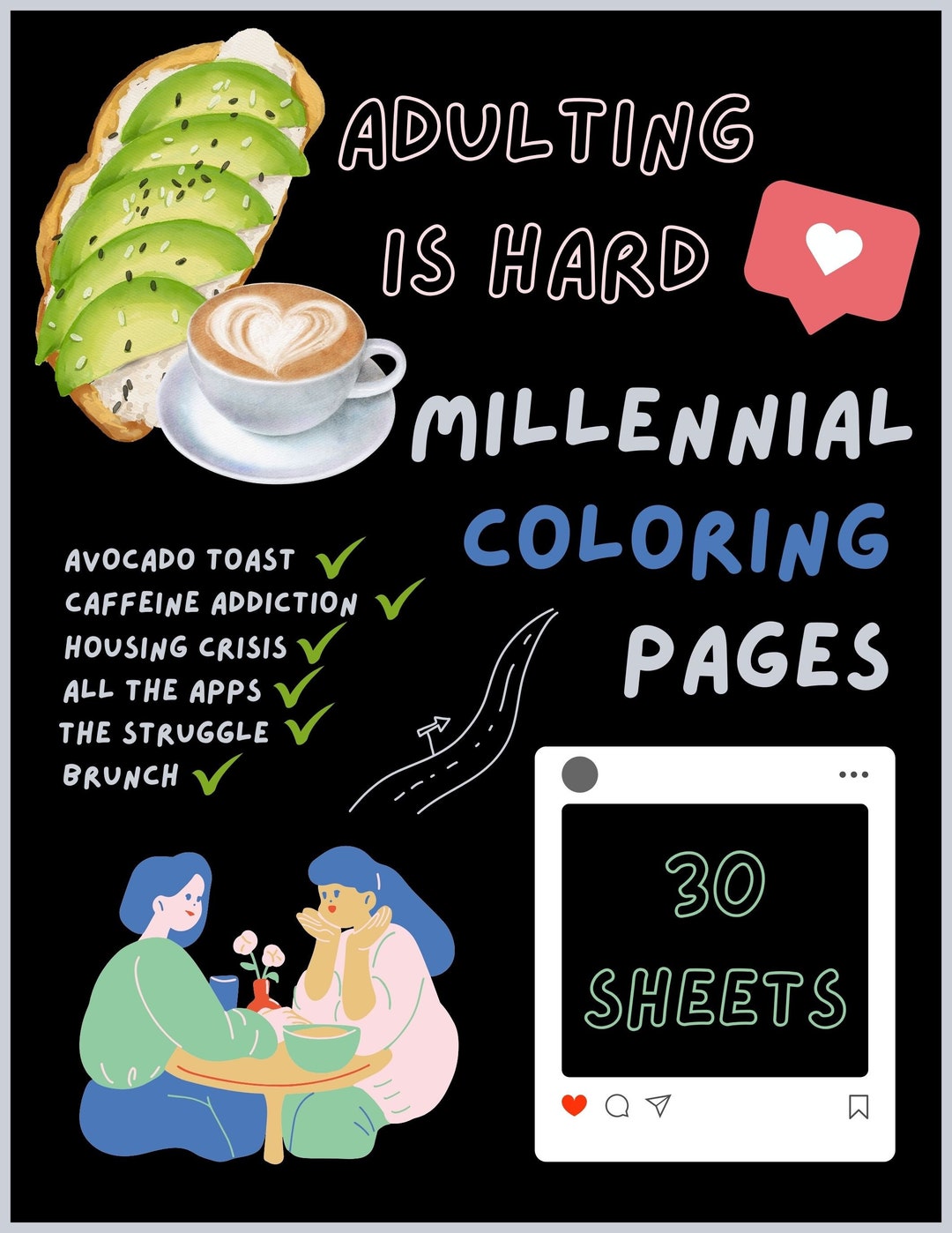 30 Millennial Coloring Pages Adulting is Hard, Unwind With a Little ...