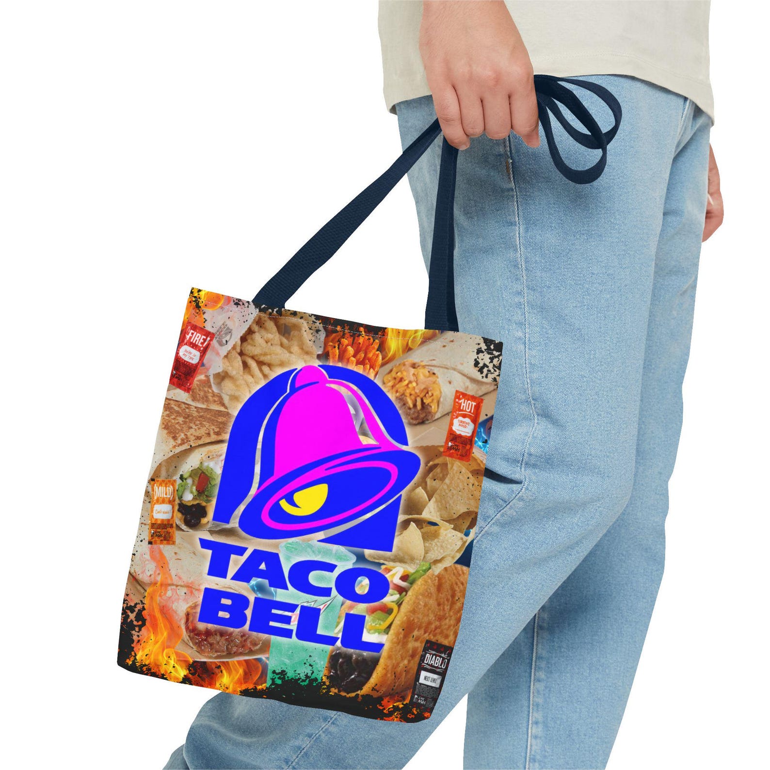 Taco Bell Retro Bootleg Design Tote Bag- Available in 3 Sizes - Durable ...
