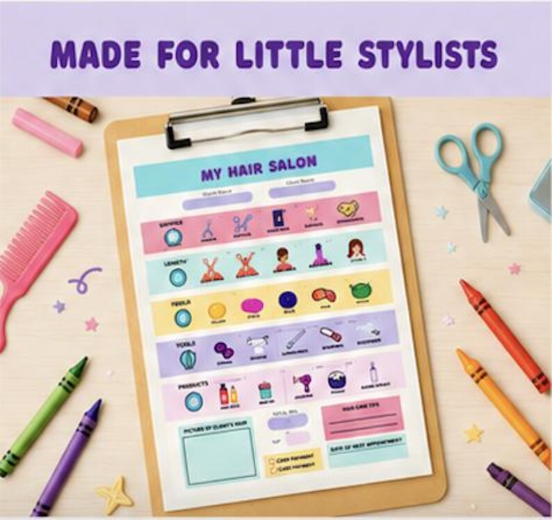 Pretend Hair Salon Printable for Kids | Salon Role Play Activity Sheet ...