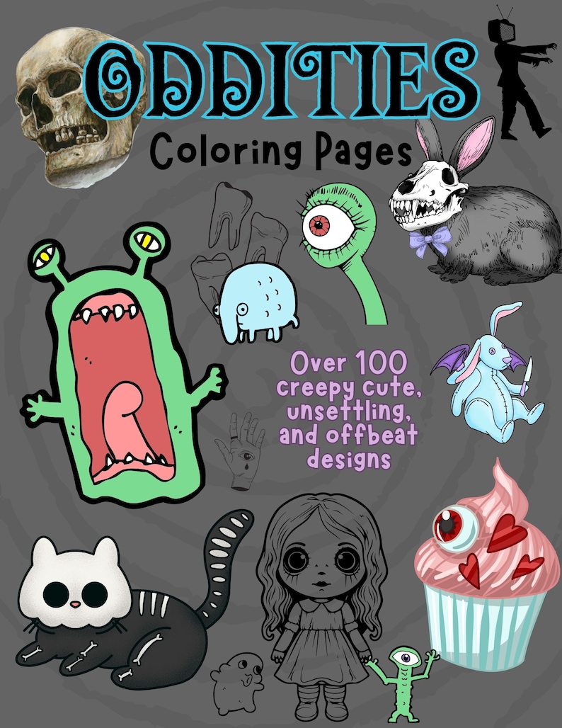 Oddities Coloring Pages- Over 100 Creepy Cute, Unsettling, and Offbeat ...