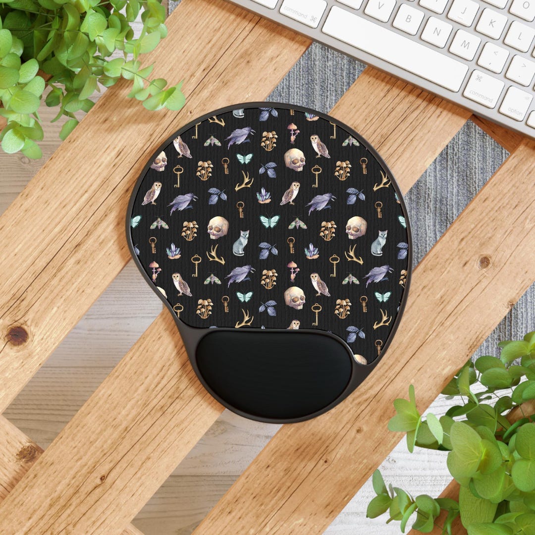 Mystical Gothic Mouse Pad With Wrist Rest- Ergonomic, Witchy Desk ...