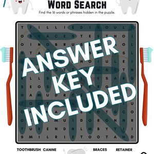Toothy Word Search Puzzle - Instant Digital Download, for Dentists ...