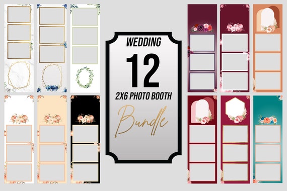 Photo Booth Template 2x6 Strip Rustic Wood Gold Geometric Etsy