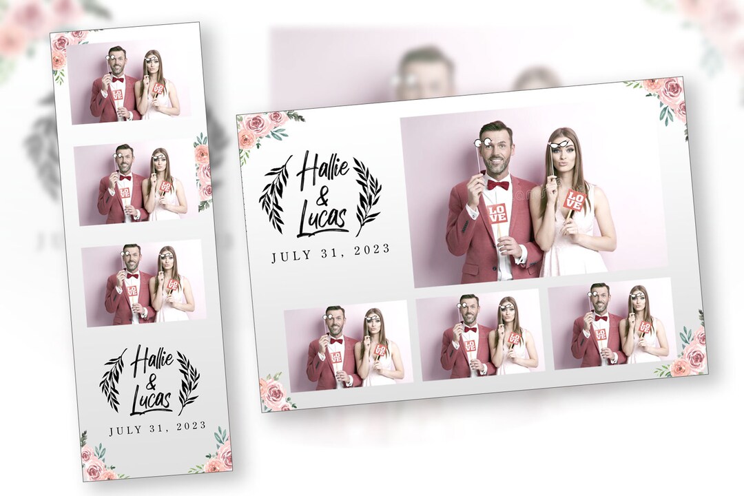 Wedding Photo Booth Template Pink Cream PSD, PNG, Easy 100% Editable ...