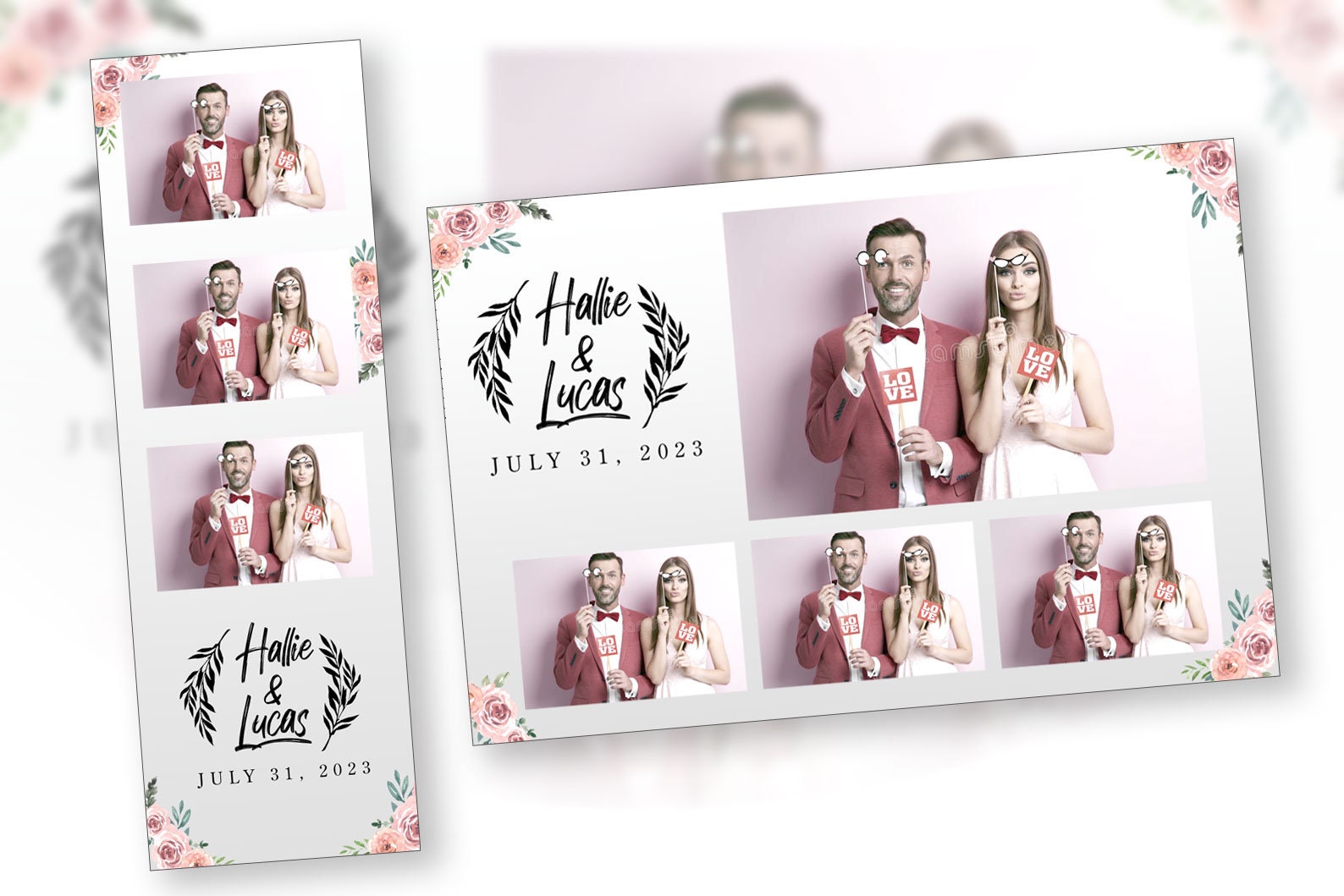 Wedding Photo Booth Template Pink Cream PSD PNG Easy 100% - Etsy