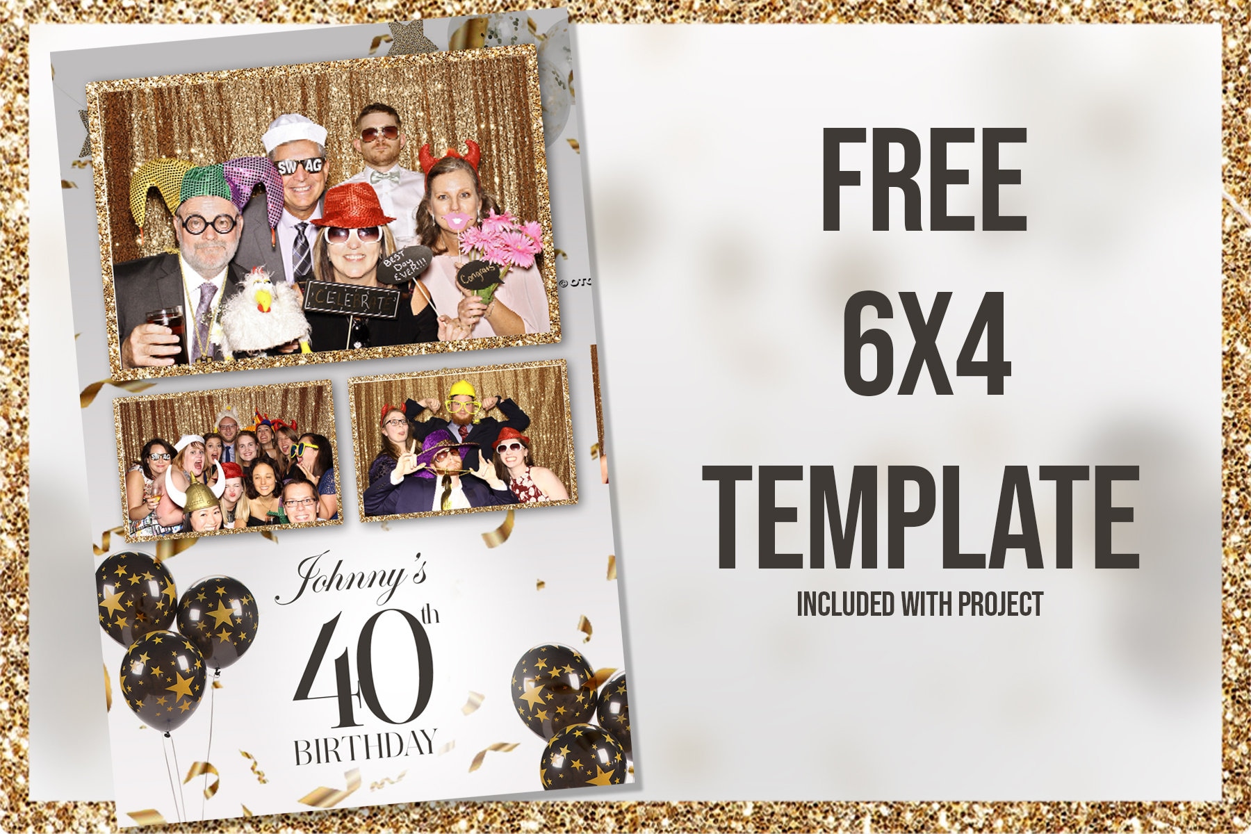 Birthday Photo Booth Template PSD PNG Easy 100% Editable - Etsy