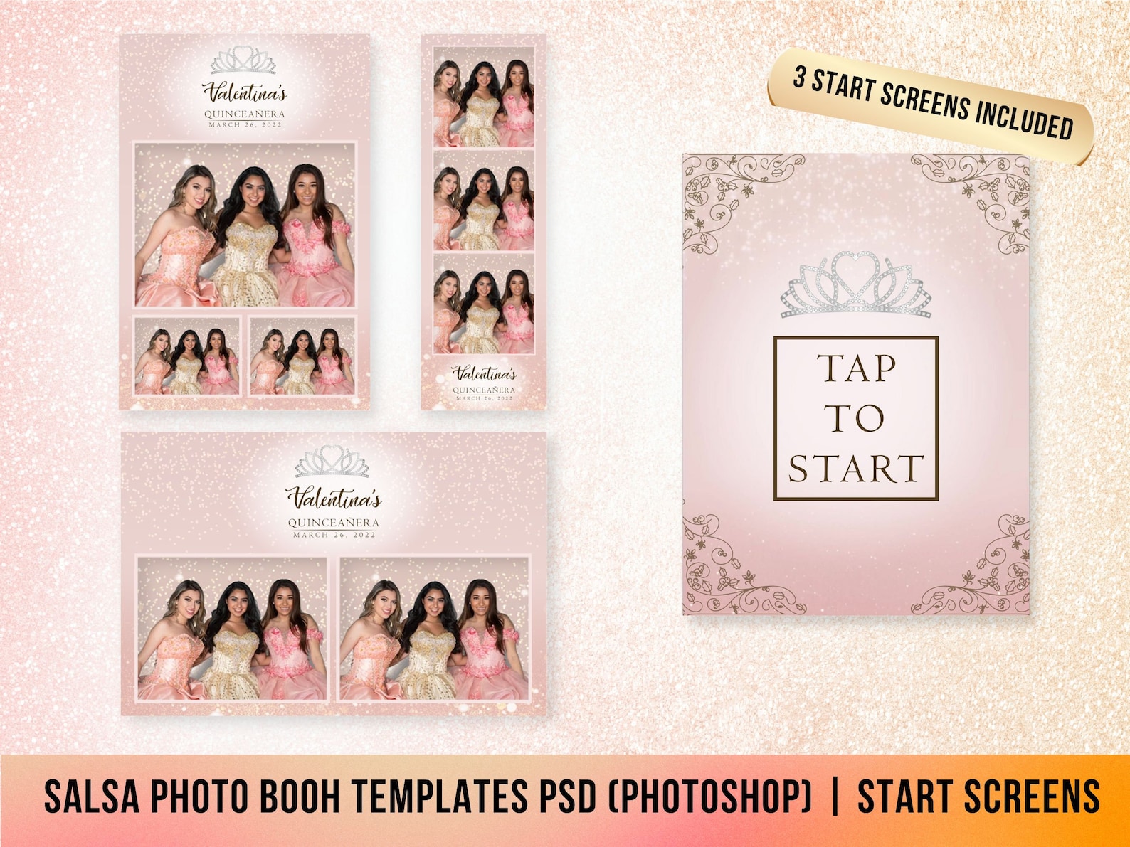 Quinceañera Photo Booth Package Salsa Booth iPad Champagne | PSD ...