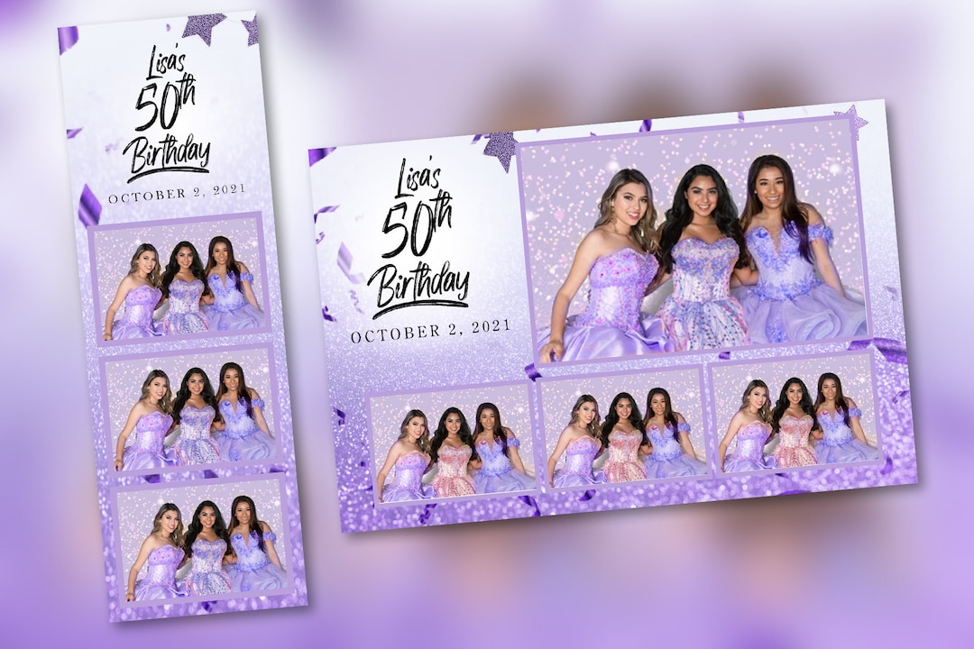 Birthday Photo Booth Template Purple Glitter PSD, PNG, Easy 100% ...