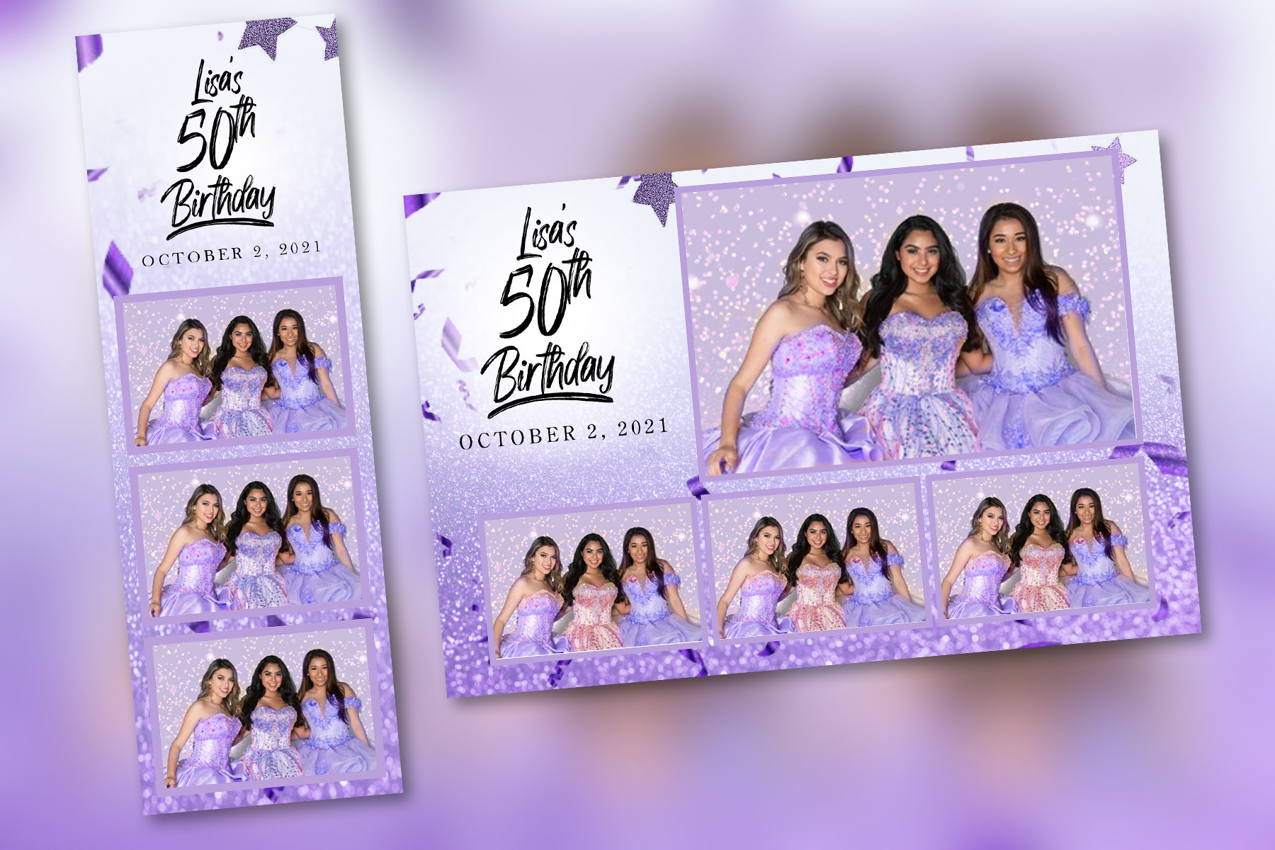 Birthday Photo Booth Template Purple Glitter PSD PNG Easy - Etsy