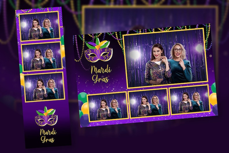 Mardi Gras Photo Booth Template PSD, PNG, Easy 100% Editable Files 2X6 ...