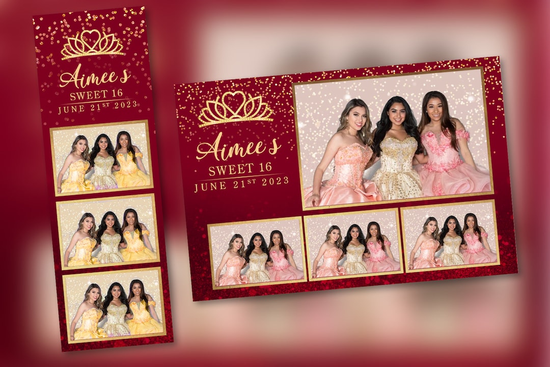Sweet 16 Photo Booth Template Red and Gold PSD, PNG, Easy 100% Editable ...