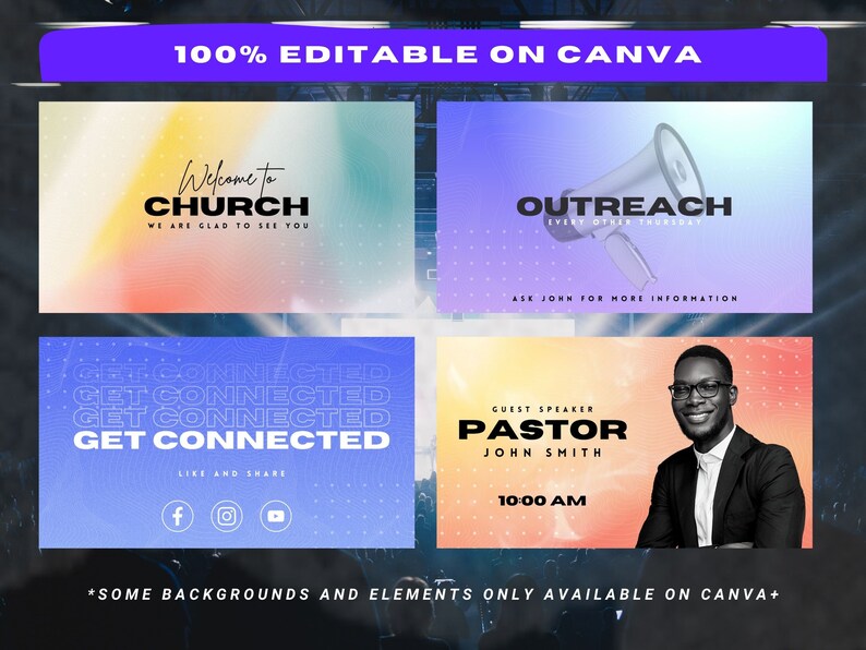 Church Service Media 11 Templates 1920 X 1080 Modern Edit With CANVA ...
