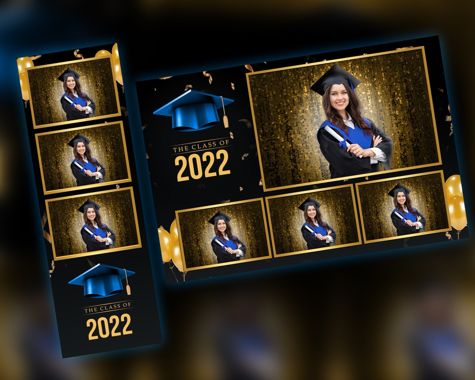 Graduation Photo Booth Template Blue PSD PNG Easy 100% - Etsy