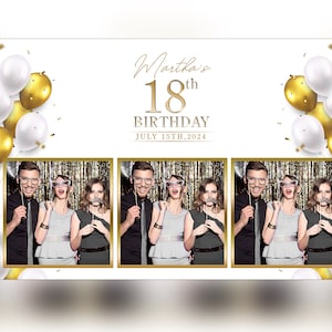 Photo Booth Template Birthday White and Gold PSD, PNG, Easy 100% ...