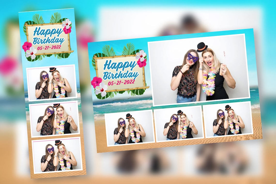 Hawaiian Party Photo Booth Template PSD PNG Easy 100% - Etsy