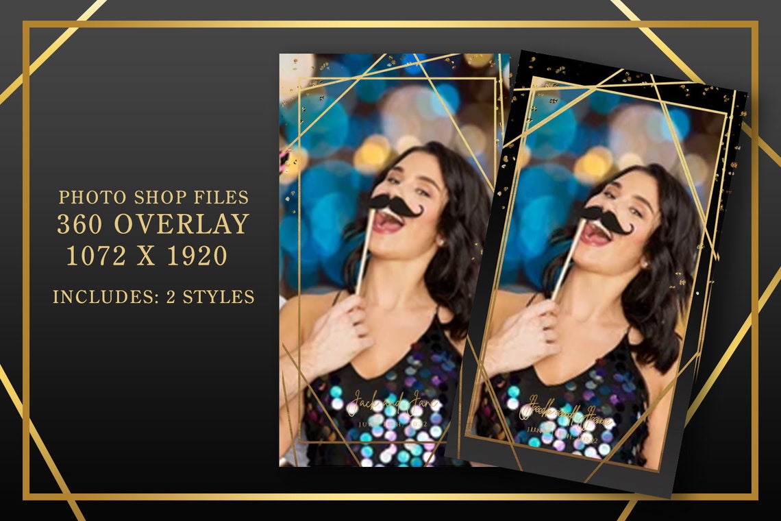 Gold Frame 360 Photo Booth Overlays PSD, PNG, Easy 100% Editable Files ...