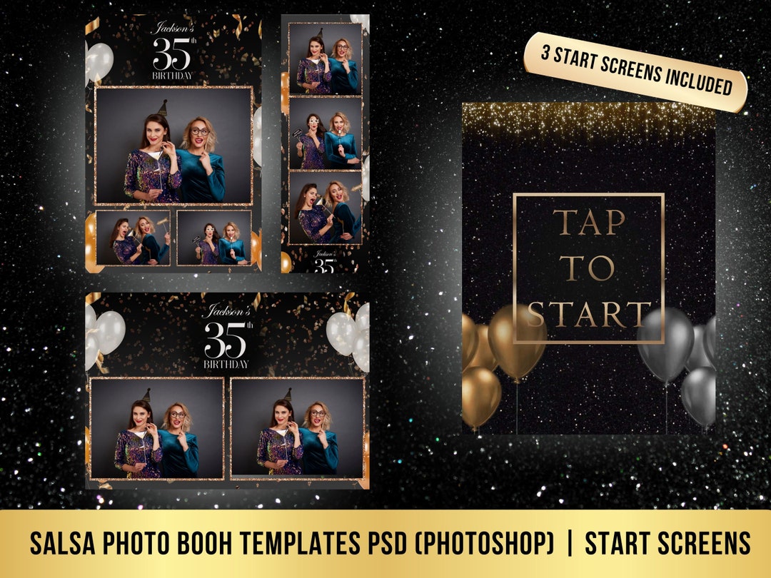 Birthday Black and Gold Photo Booth Package Salsa Booth iPad | PSD ...