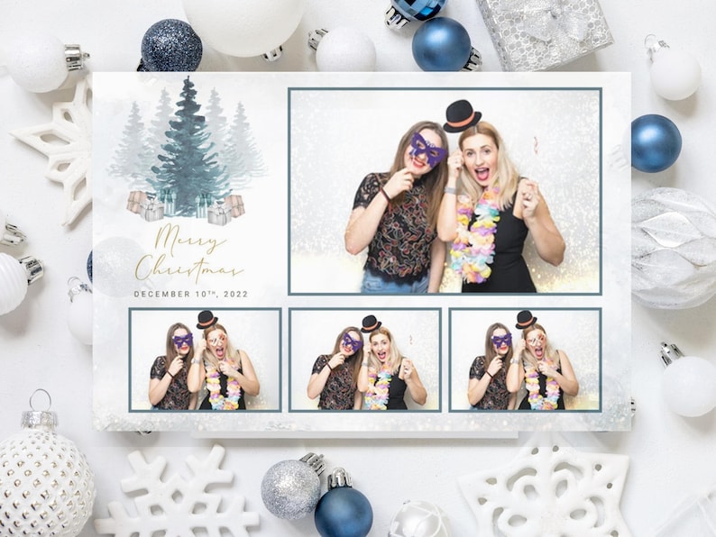 Rustic Christmas Photo Booth Template 4X6 Canva File - Etsy