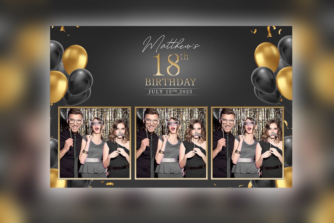Photo Booth Template Birthday Black and Gold PSD, PNG, Easy 100% ...