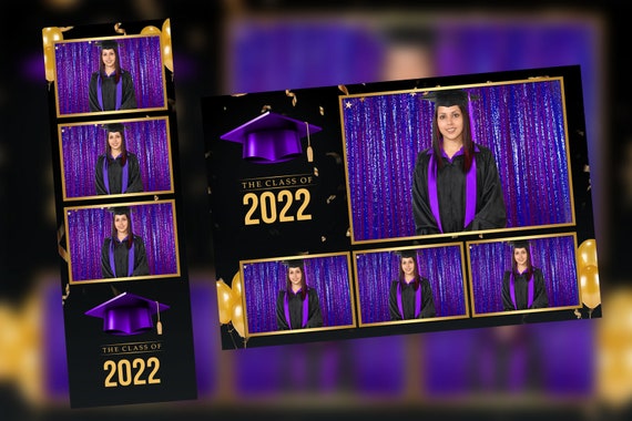 Graduation Photo Booth Template Purple PSD PNG Easy 100% | Etsy