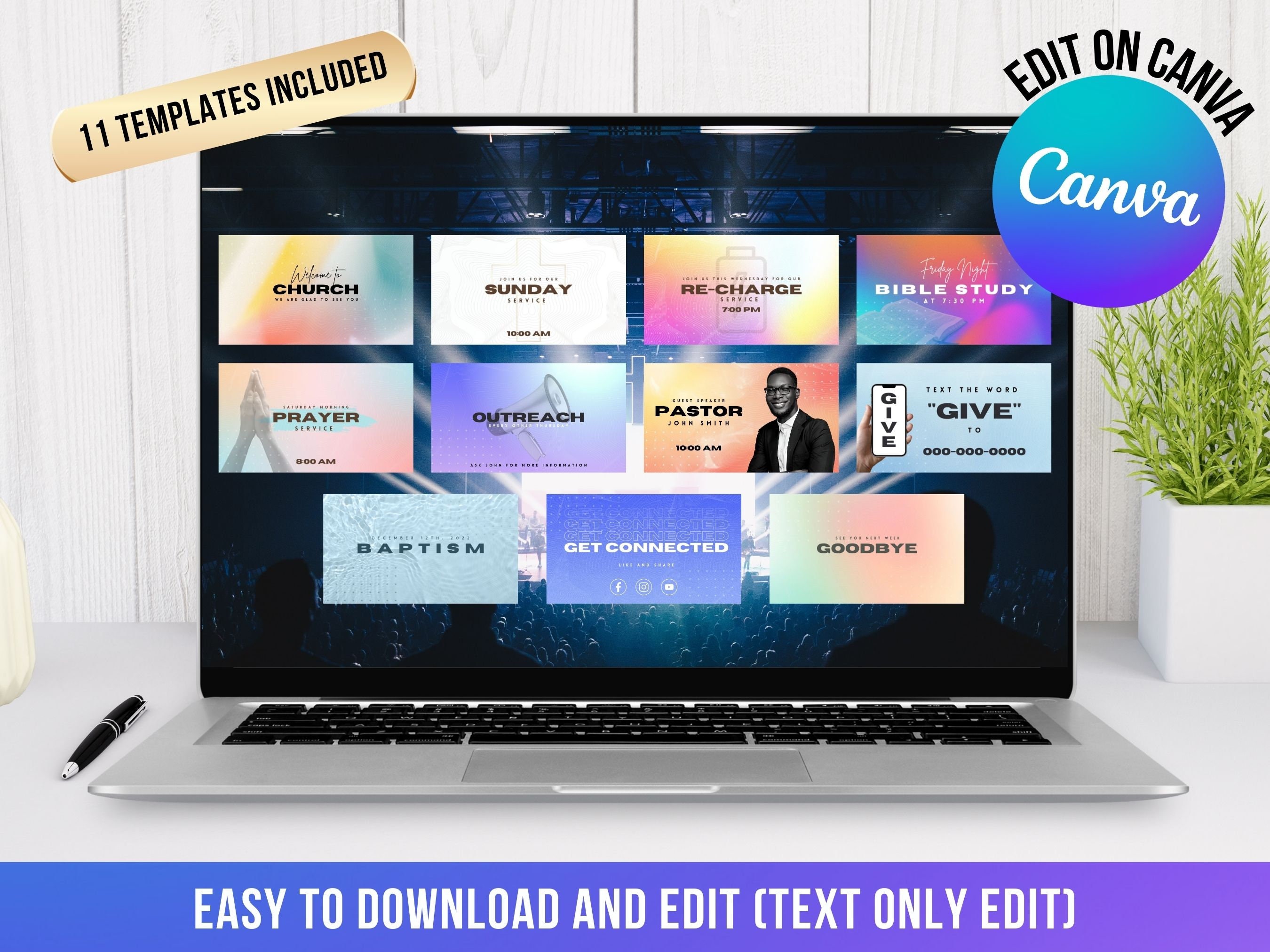 Church Service Media 11 Templates 1920 X 1080 Modern Edit With - Etsy