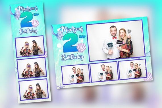 Mermaid Birthday Photo Booth Template PSD PNG Easy 100% - Etsy