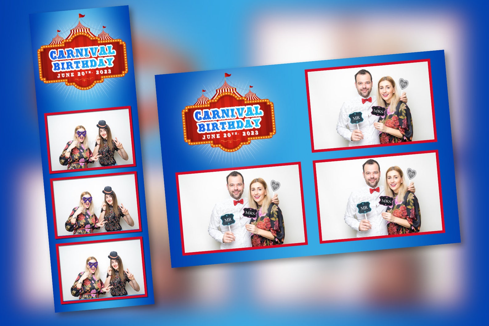 Carnival Birthday Photo Booth Template PSD PNG Easy 100% - Etsy