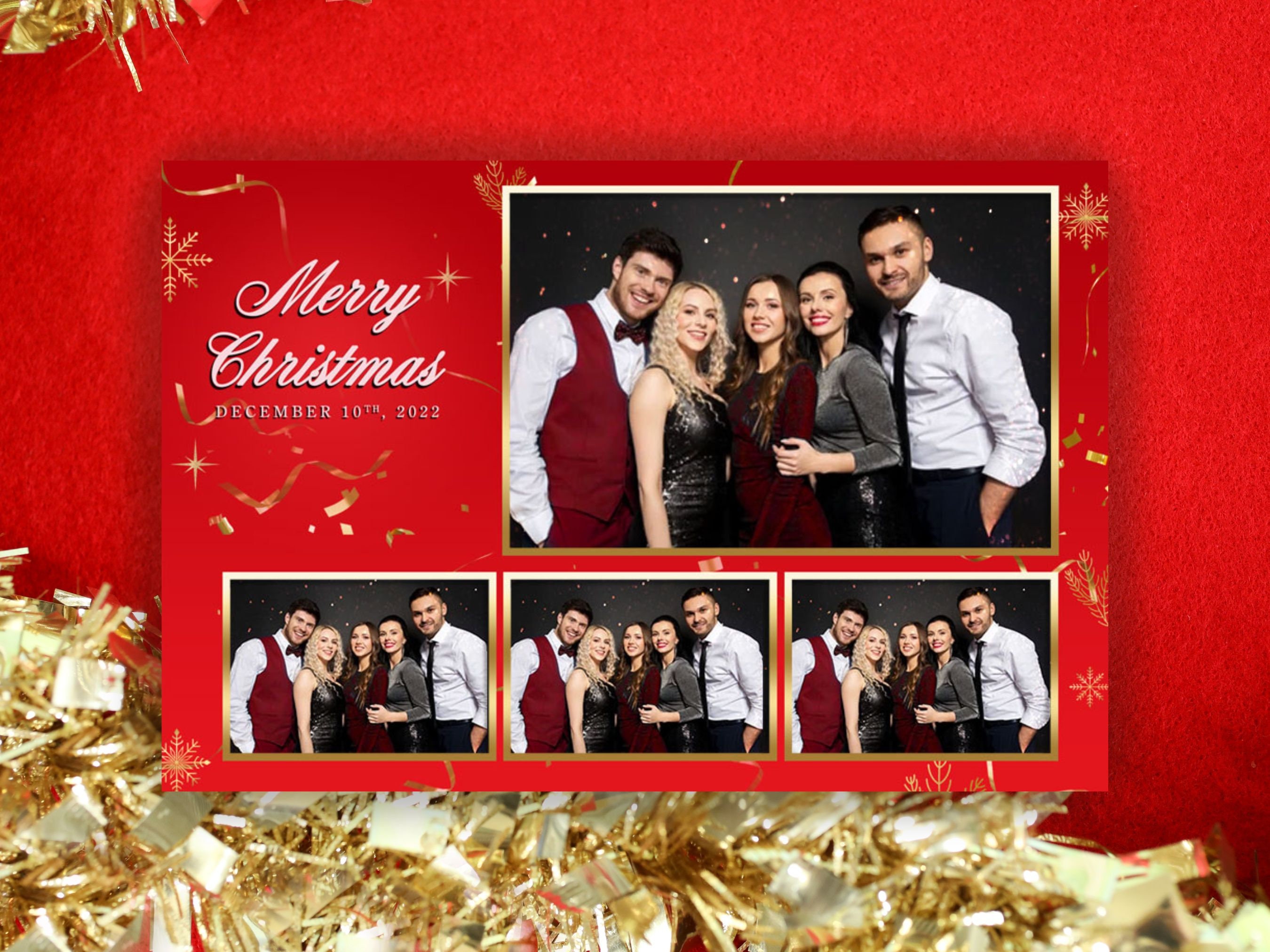 Christmas Photo Booth Template Red and Gold PSD, PNG, Easy 100% ...