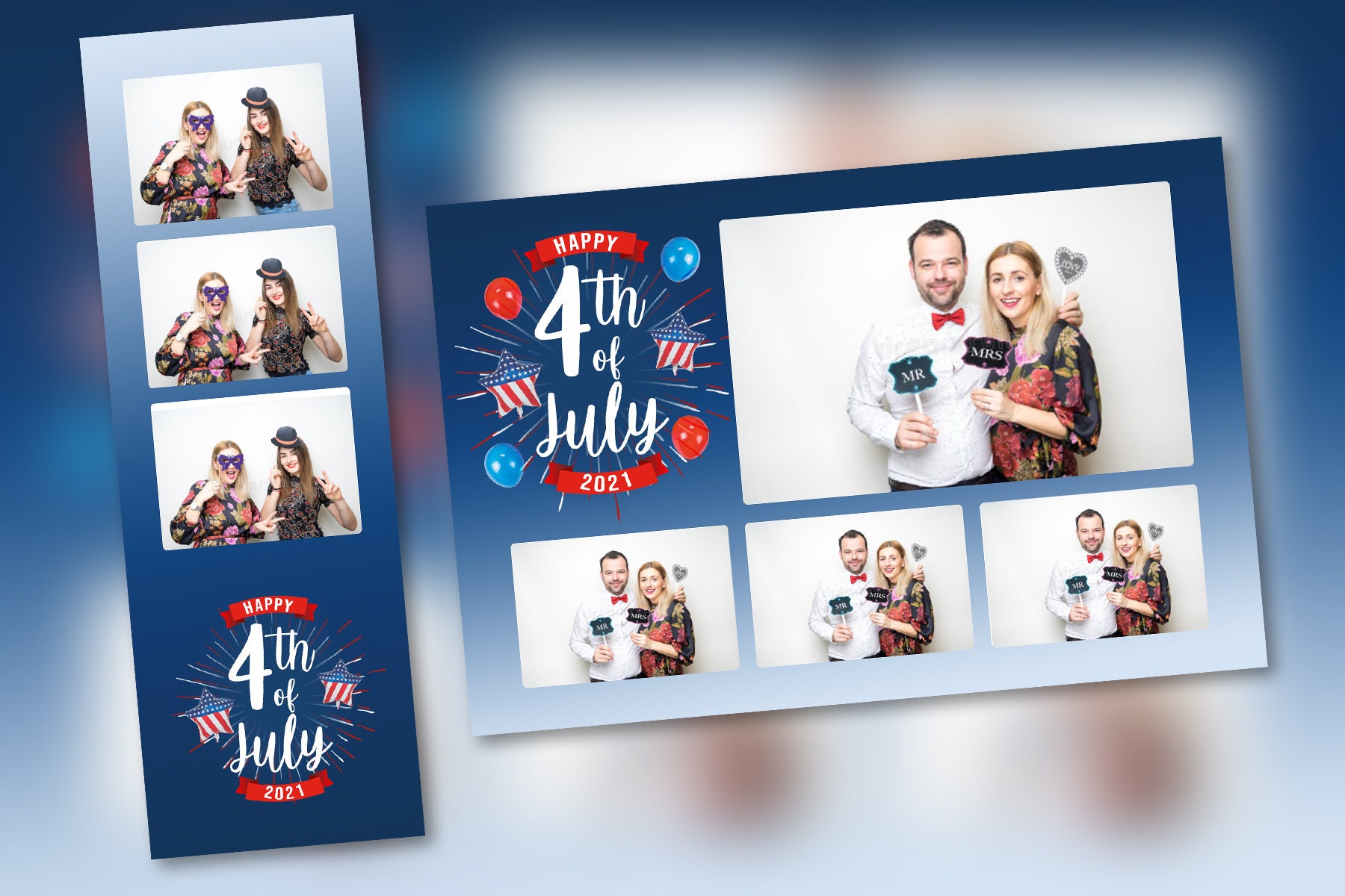 Photo Booth Template Independence Day 4th Of July PSD PNG | Etsy