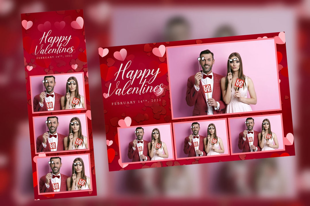 Valentine's Day Photo Booth Template: Editable 4x6 & 2x6 (PSD, PNG) - Etsy