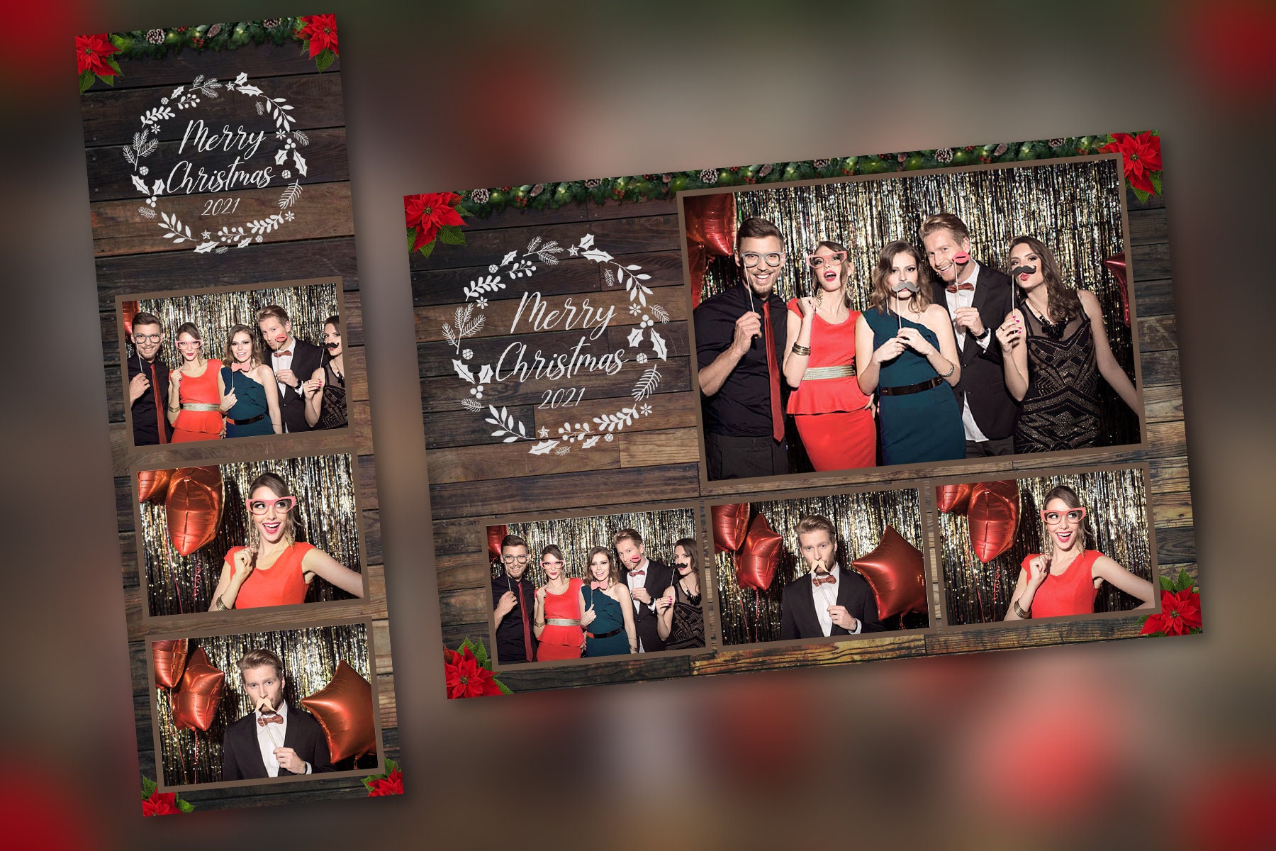 Rustic Christmas Photo Booth Template PSD, PNG, Easy 100% Editable ...