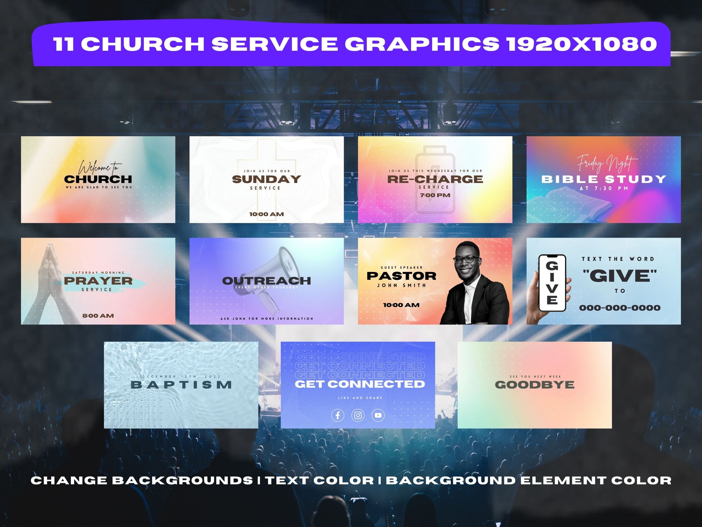 Church Service Media 11 Templates 1920 X 1080 Modern Edit With - Etsy