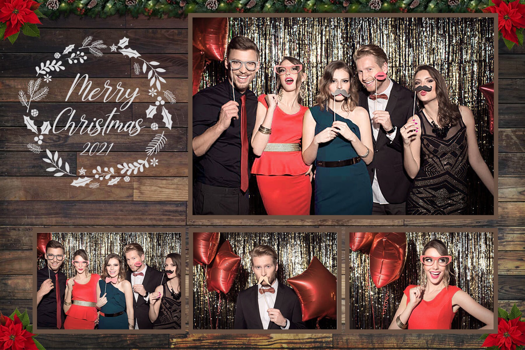 Rustic Christmas Photo Booth Template PSD, PNG, Easy 100% Editable ...