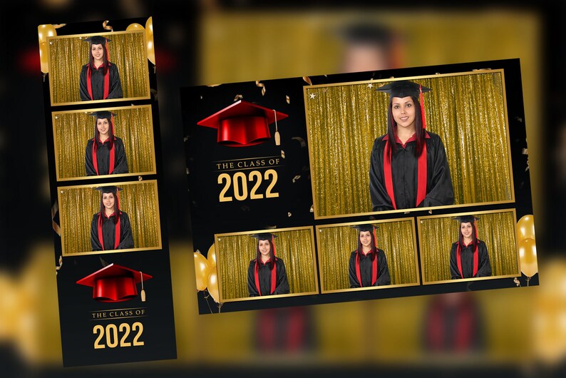 Graduation Photo Booth Template Red PSD PNG Easy 100% | Etsy