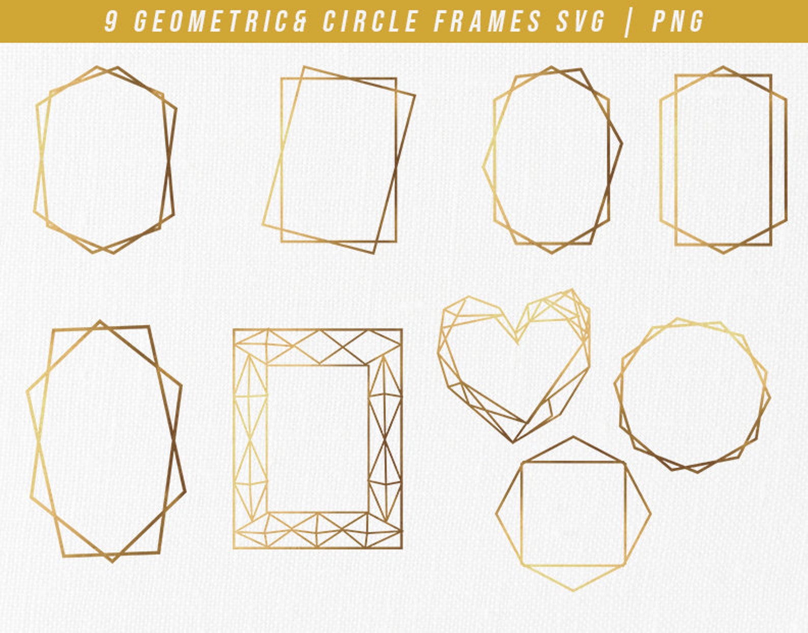 Gold Frames Clip Art Png Svg Geometric Frames - Etsy