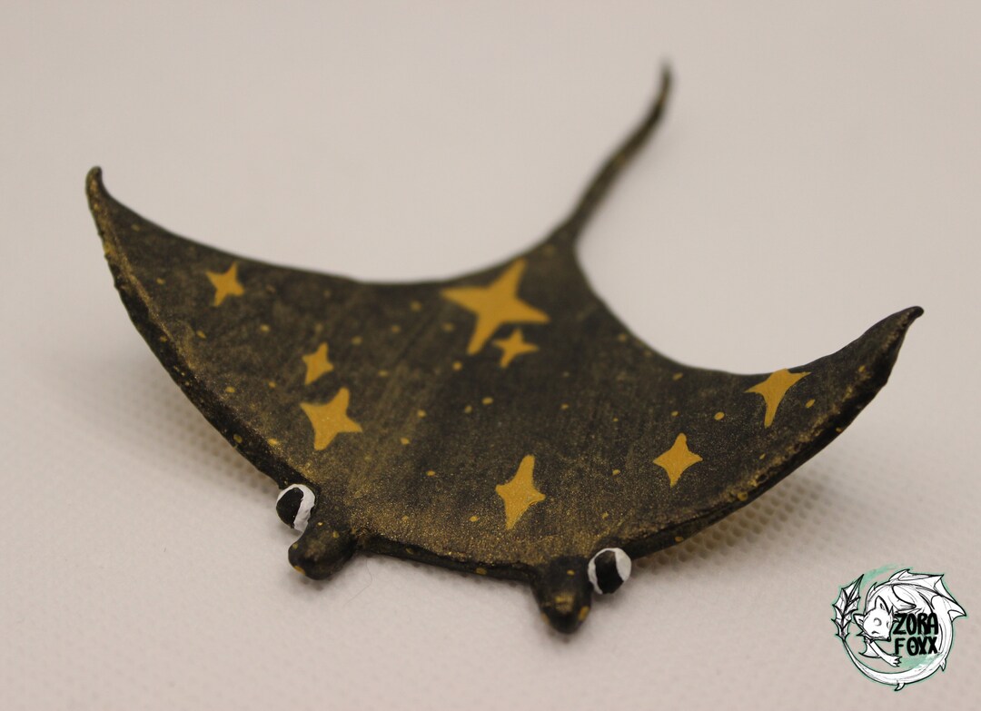 Starry Manta Ray Figurine, Space and Ocean Inspired Handmade Sculpture ...