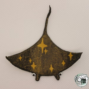 Starry Manta Ray Figurine, Space and Ocean Inspired Handmade Sculpture ...